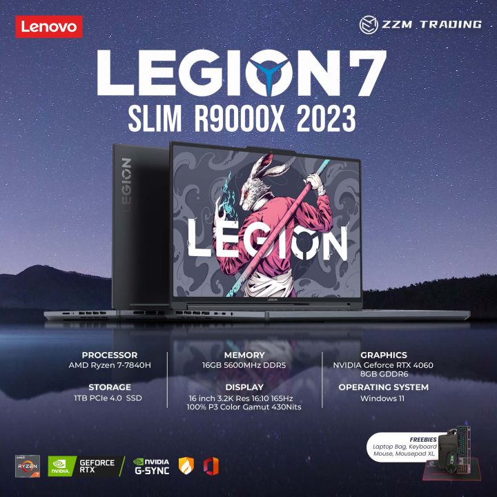 Lenovo Legion 7 Slim R9000X 2023 16-inch R7-7840H RTX 4060 8GB 3.2K 165Hz 16GB 5600MHz DDR5 1TB ...