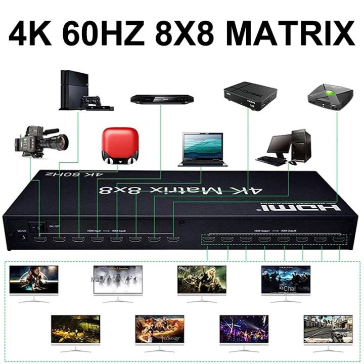 Ultra HD 4k 60Hz Matrix HDMI Switch 8x8 HDMI Matrix 8 In 8 Out Splitter ...