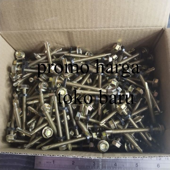 GL baut roofing baja ringan 12×50 300 pcs 1 box baut roofing baja ...