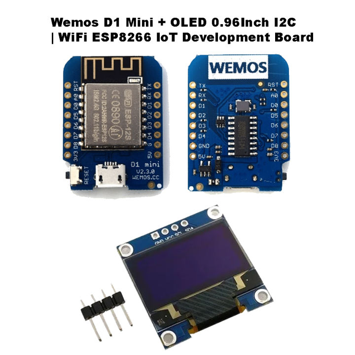 Wemos D1 Mini + OLED 0.96 Inch I2C | WiFi ESP8266 IoT Development Board | Lazada Indonesia