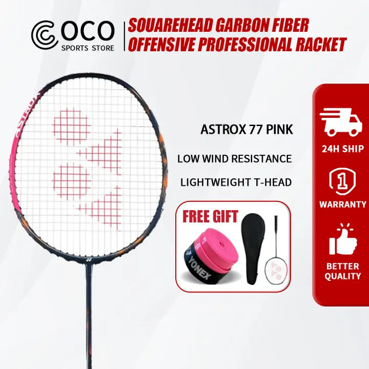 YONEX ASTROX 77 PRO ไม้แบดมินตันสีชมพูเต็มคาร์บอนเดี่ยว 4U 26 ปอนด์ 83 ...