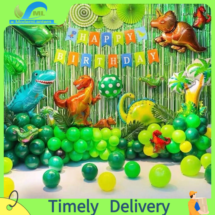 ModernLantern 102pcs Dinosaur Theme Birthday Decoration set Dinosaur Foil Balloons + Banner ...
