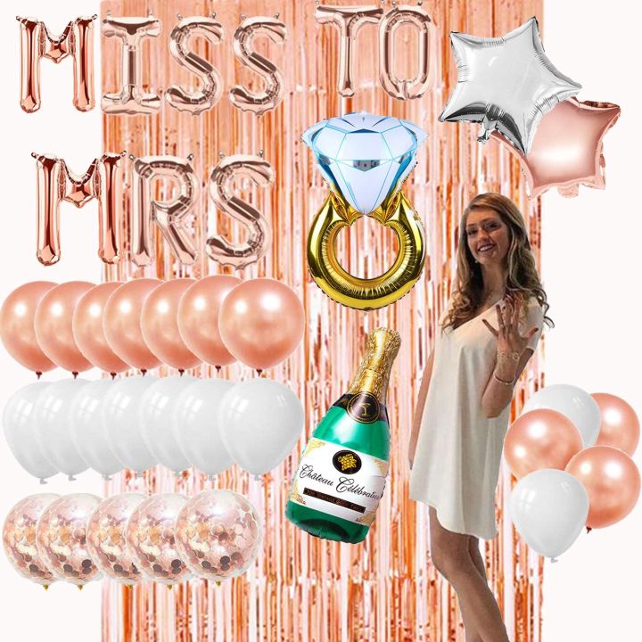 D34☺︎Rose Gold MISS TO MRS Party Balloons Package, Bridal Shower DIY ...