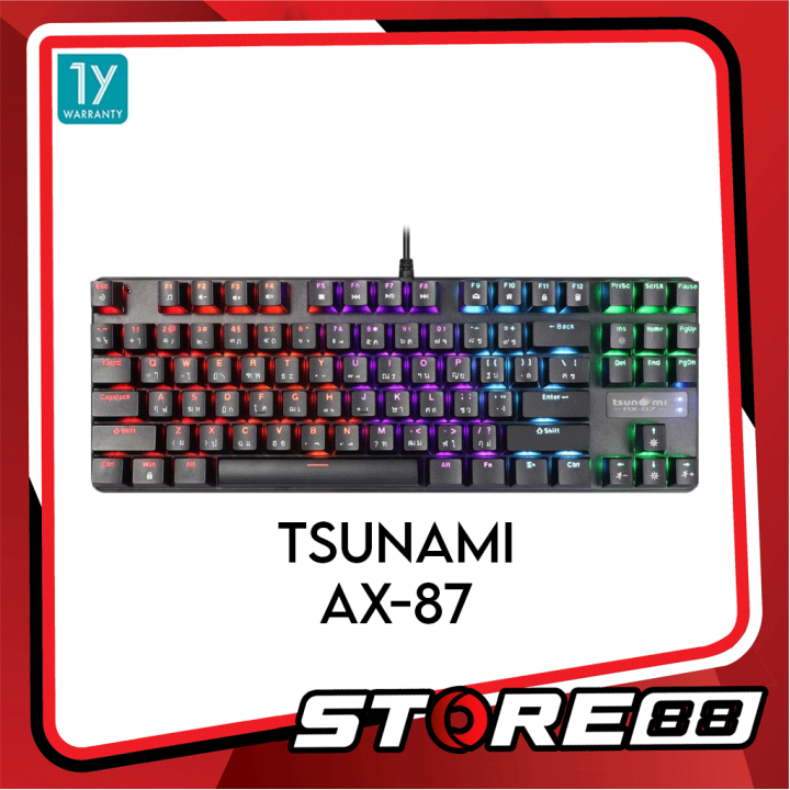 คีย์บอร์ดเกมมิ่ง Tsunami AX-87 TKL 80% Rainbow Mechanical Gaming ...