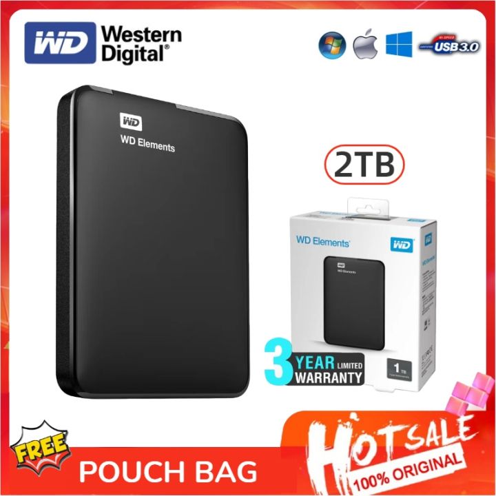 WD Elements 2TB Portable Hard Drive USB3.0 External Hard Drive HDD ...