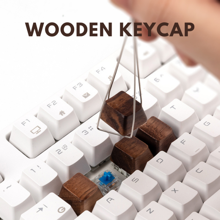1/4PC Mechanical Keyboard Keycaps Black Walnut Solid Wood Key Caps For Cherry MX Switch Keyboard ...