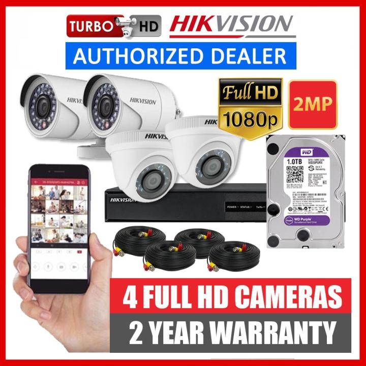 HIKVISION 1TB 4CH 2MP Eco 4 Camera Turbo HD CCTV Package Kit 4 Channel ...