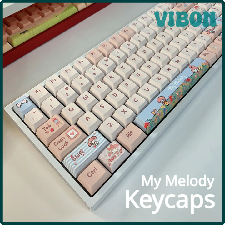 VIBON Sanrio Kawaii Anime My Melody Kuromi Cinnamoroll Keycap PBT Cute ...