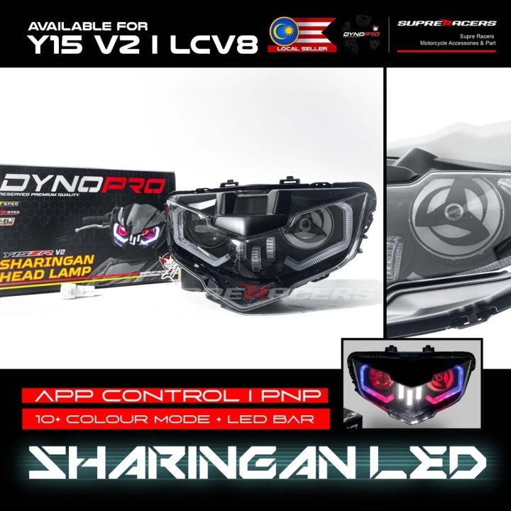 Y15 V2 LC V8 Sharingan Head Lamp I APP Control / 10+ Colour Mode LED I Dynopro PNP For YAMAHA ...