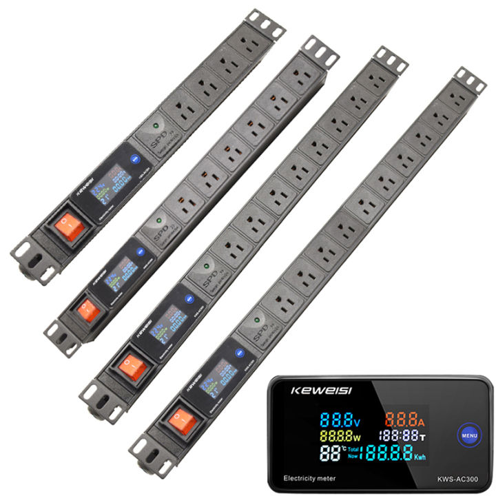 PDU power strip with surge protection digital voltage measuring ...
