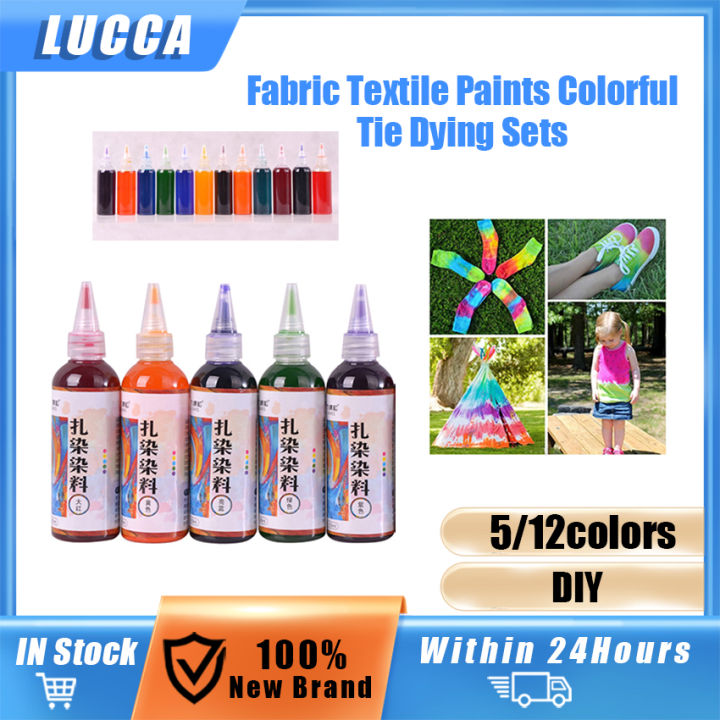 5/12 Colors DIY Tie Dye Kits Fabric Dyeing ink set Cloth Paint 100ml ...