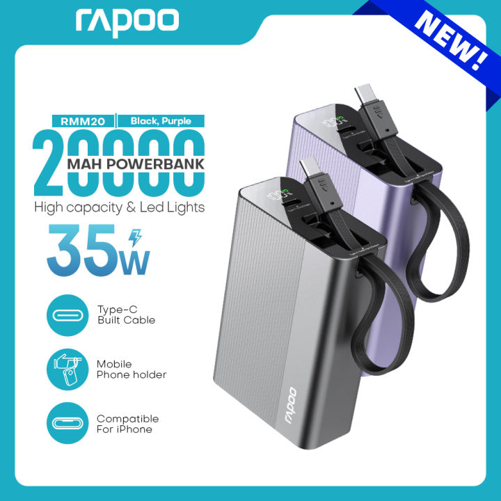 Rapoo RMM20 20000mAh Power Bank 35W Super Fast Charging Power Bank with ...