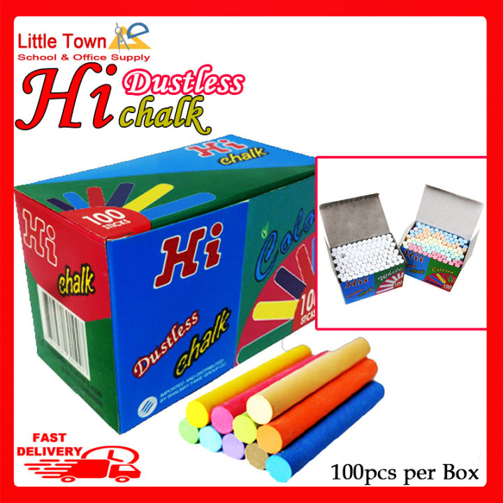 Teacher Writing Tool School Dustless Chalk White and colored chalk 100 ...
