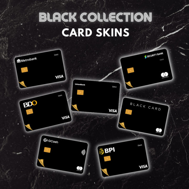 Bank CARD SKIN STICKERS - Black Collection - Black Card for ATM - Vinyl ...