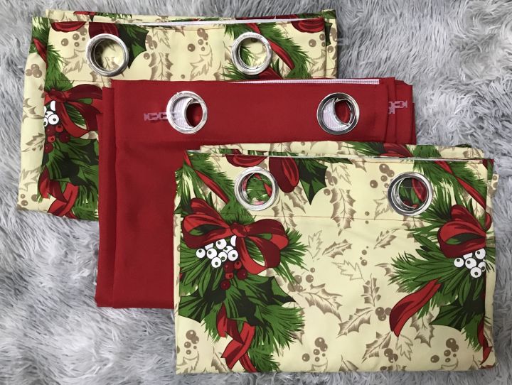 7ft - Ribbonette Christmas Ring Curtain - sold per piece or 3in1 set ...