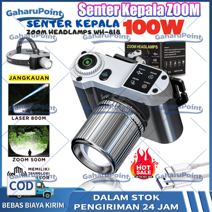 Senter Kepala Zoom Super Terang/Senter Kepala ZOOM 99000 Lumen Terbaru ...