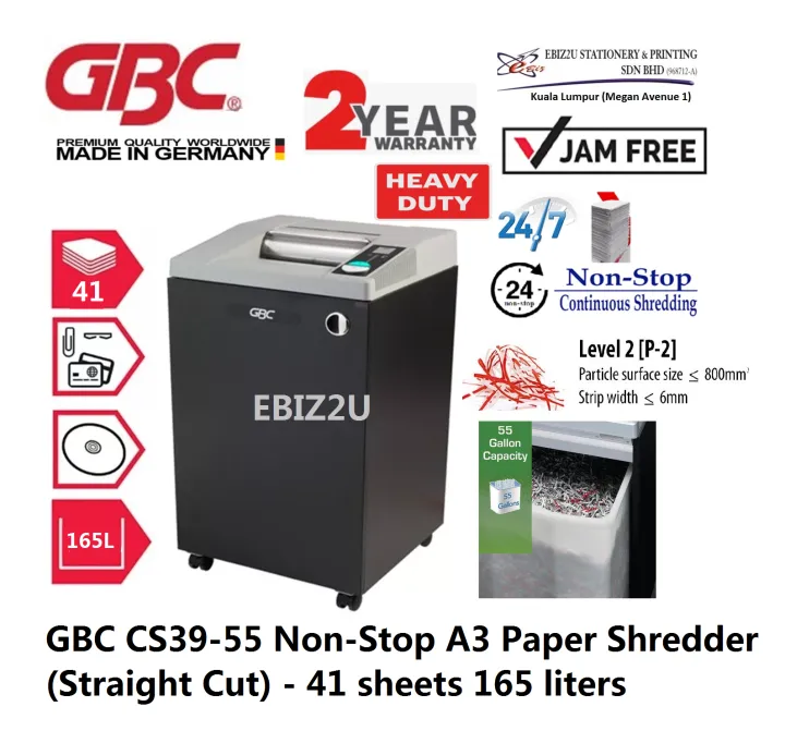 PRE ORDER - GBC CS39-55 Non-Stop A3 Paper Shredder (Straight Cut) - 41 ...