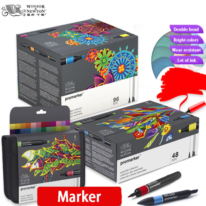 WINSOR & NEWTON Promarker 6/12/24/48/96 Colors Set Twin/ Double Tip ...