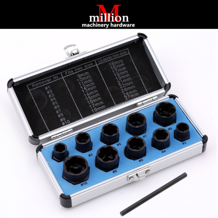 (high) 3/8" 11pcs Broken / Damaged Bolt Nut Screw Remover Extractor ...