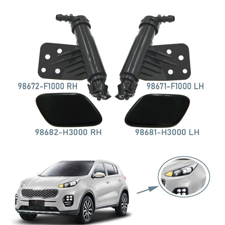 Headlight Washer Nozzle Head Light Cleaning Spray Pump+ Cover Cap for ...