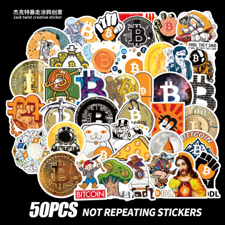 Sticker Bitcoin BTC Satoshi ซาโตชิ สติ๊กเกอร์ บิทคอยน์ 50 ชิ้น คริปโต ...