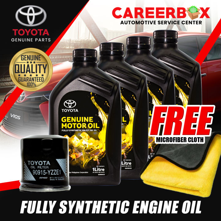 Toyota Genuine Fully Synthetic Oil 4 Liters with genuine oil filter and ...