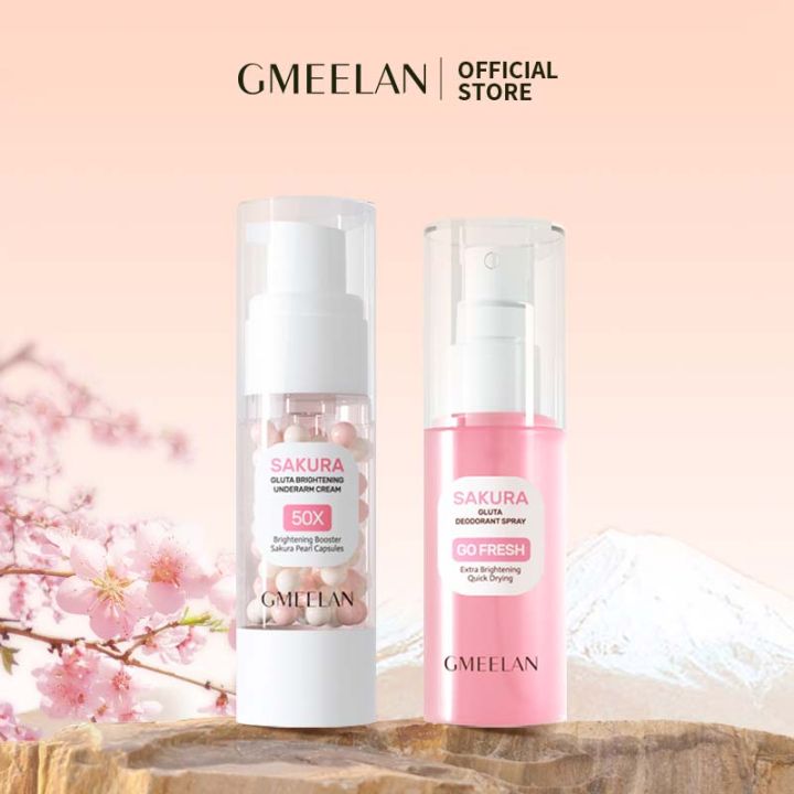 GMEELAN Underarm Whitening Cream and Gluta Deodorant Spray Set 30g+50ml | Lazada PH
