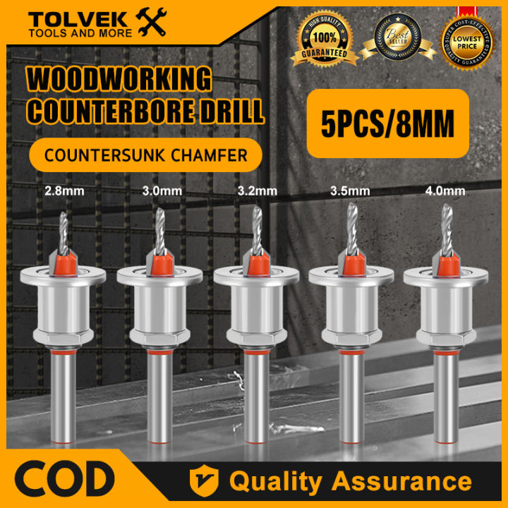 【Tolvek Tools】1 Set 5pcs Countersink Drill Bit Woodworking Screws ...