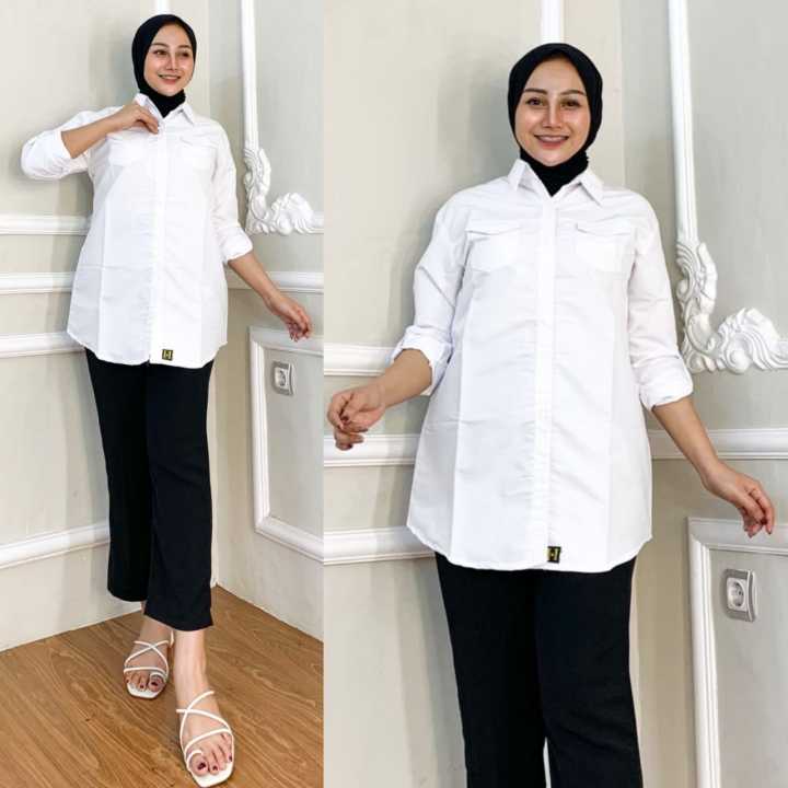 KEMEJA PUTIH WANITA / KEMEJA PUTIH TERBARU 2022 / ATASAN PUTIH / ATASAN ...