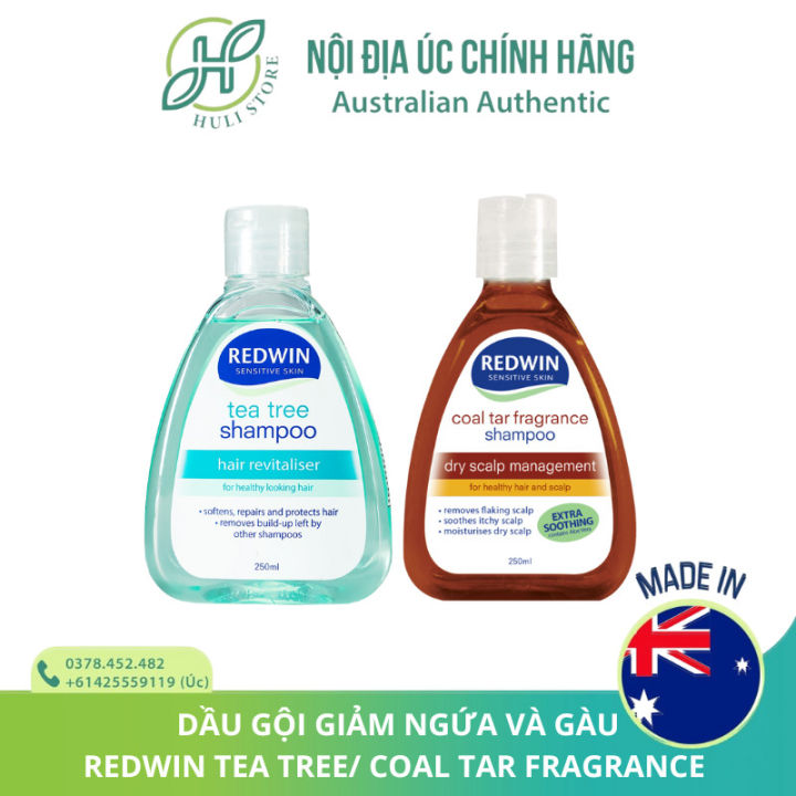 Dầu gội dành cho da đầu gàu và nấm, kích mọc tóc Redwin Tea Tree / Coal ...