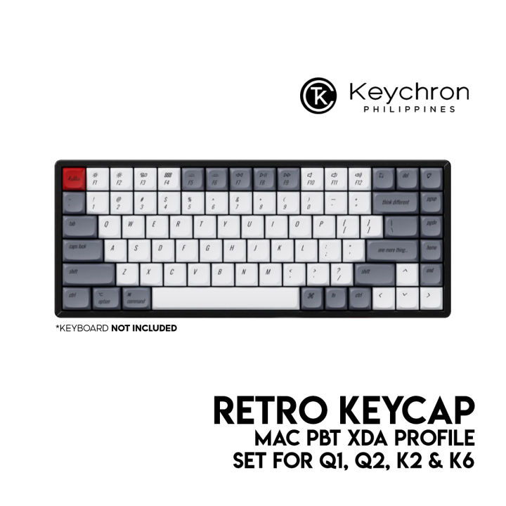 Keychron Retro Mac PBT Keycap Set for Q1,Q2,K2, K6, XDA Profile, Dye ...