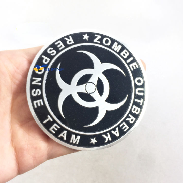 1 x Aluminum Resident Evil Zombie Outbreak Biohazard Logo Emblem Badge ...