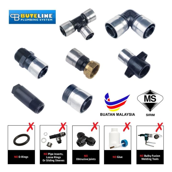 [SIRIM] BUTELINE PE Poly Pipe Fittings Cold Water System Penyambung ...