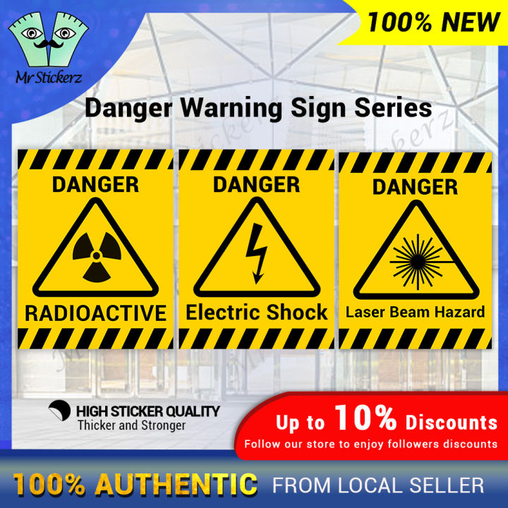 Danger Electric Shock/ Radioactive/ Laser Beam Hazard Warning Sign ...