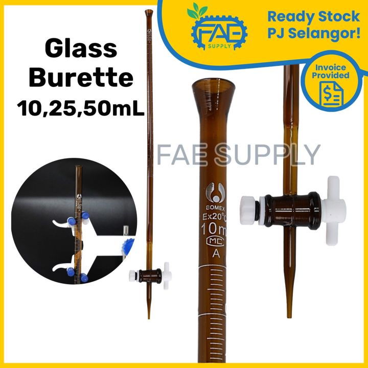 burette kaca Glass Burette Amber 10/25/50/100ml | Lazada