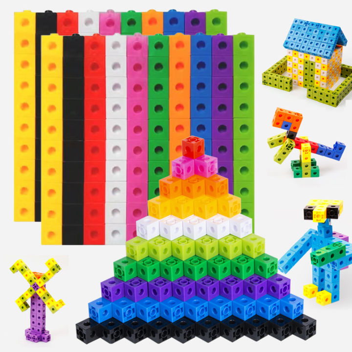 100PCS Maths Link Cubes Interlocking Snap Cubes Math Counting Cubes Toy ...