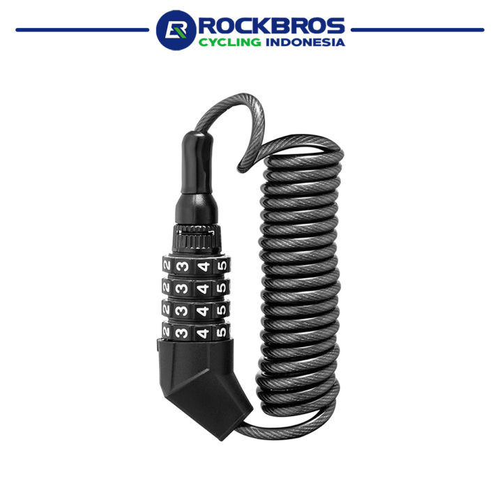 ROCKBROS T530 Kunci Gembok Sepeda Helm Kombinasi 4 Angka Spiral Key ...