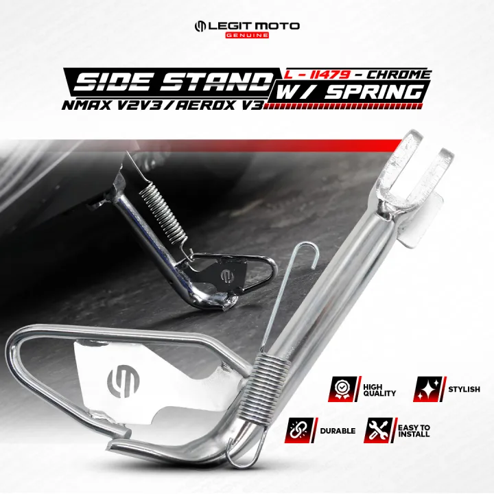 LEGITMOTO NMAX V3 V2 / AEROX V3 SIDE STAND WITH SPRING NON-SLIP SIDE ...