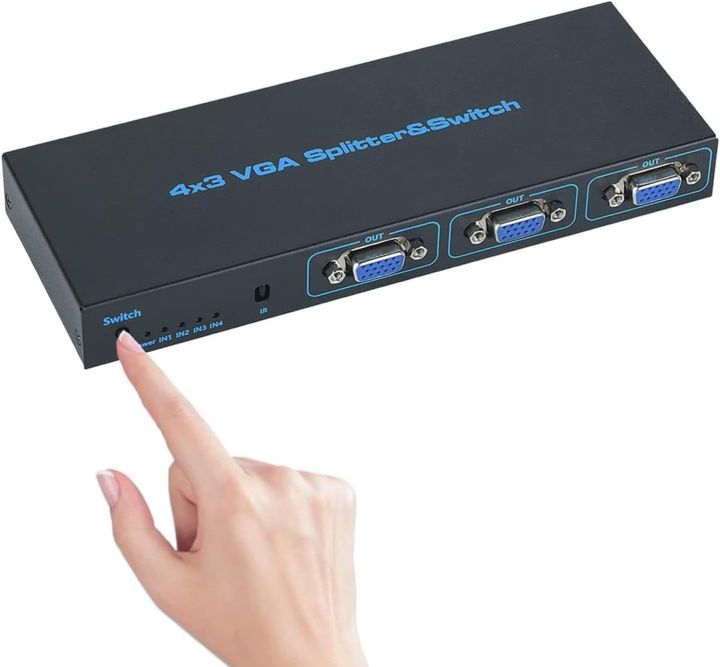 VGA Video Switcher Splitter 4 in 3 out 3 in 3 out with IR Bidirectional ...