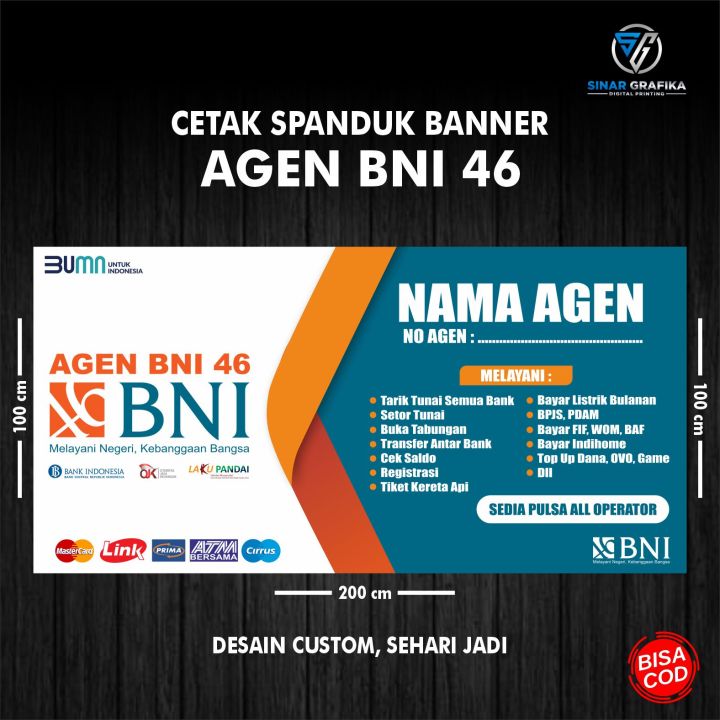 Spanduk Banner Agen46 BNI, Desain & Ukuran Bisa Custom | Lazada Indonesia