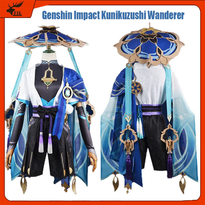Genshin Impact Kunikuzushi Wanderer Cosplay Costume Full Set Costume ...