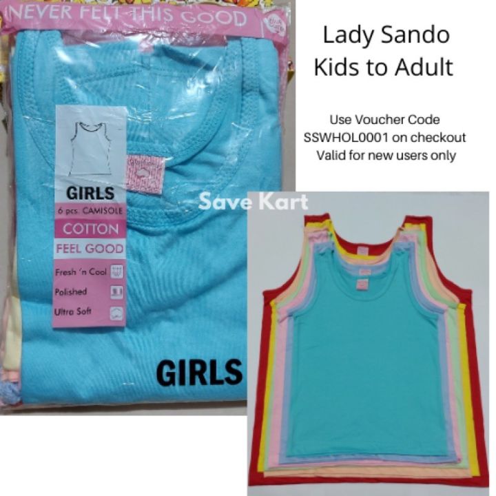 6in1 pack Blue Corner Assorted Color Lady Sando Kids to Adult Camisole ...