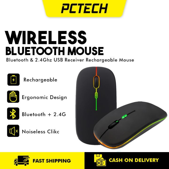 Popcorn Wireless Mouse Bluetooth and 2.4Ghz USB Receiver Optical Slim ...