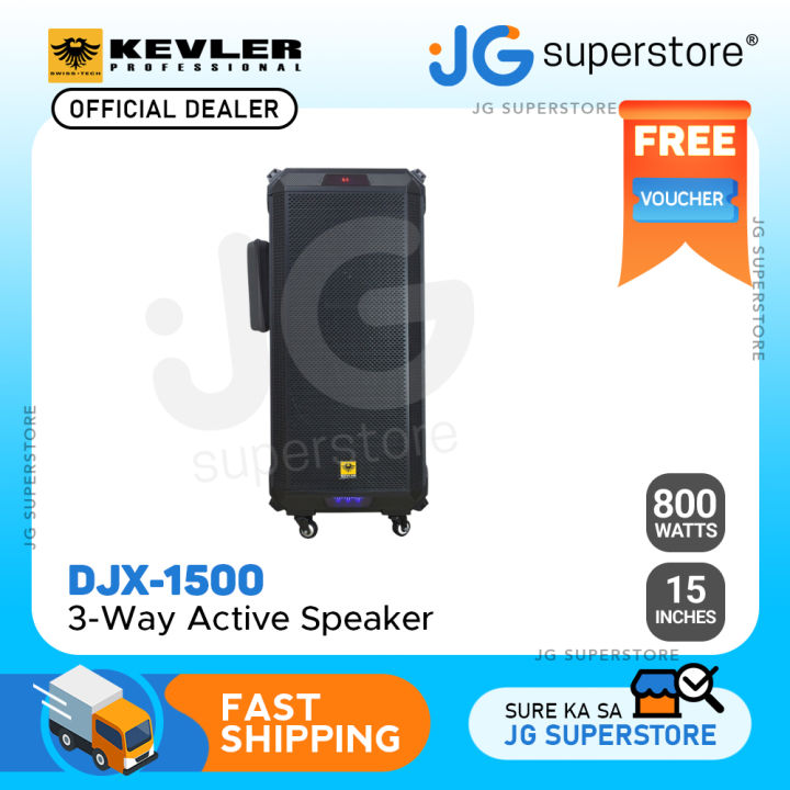 KEVLER DJX-1500 15" 800W 3-Way Full Range Party Boom Box Rechargeable ...