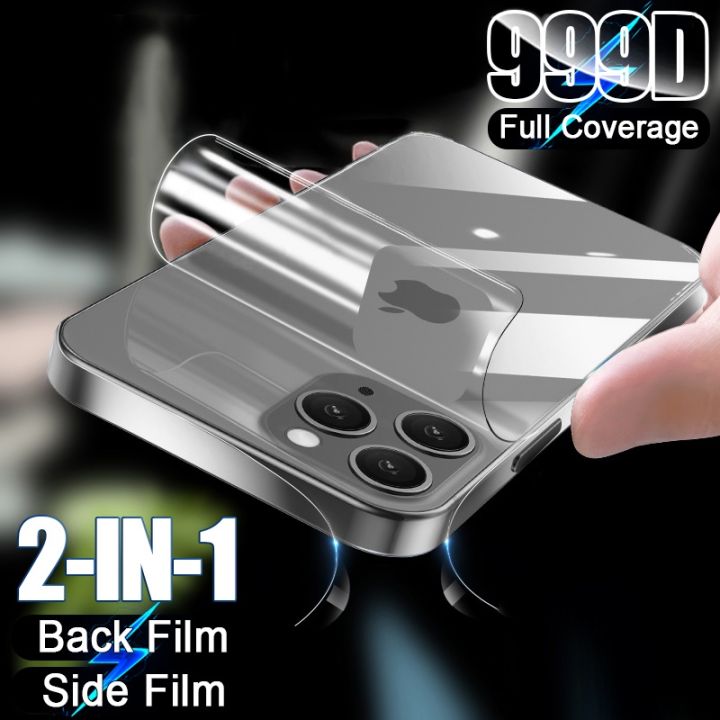 2-in-1 Side Frame Clear Sticker Film + Back Soft Hydrogel Screen ...