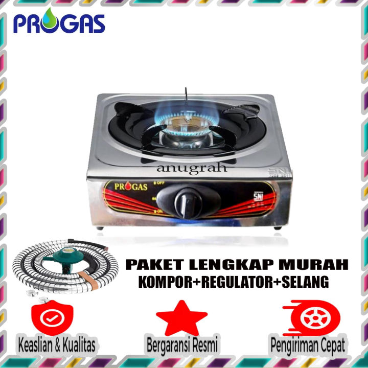 kompor gas progas 1 tungku stainless steel FREE SELANG PAKET | Lazada ...