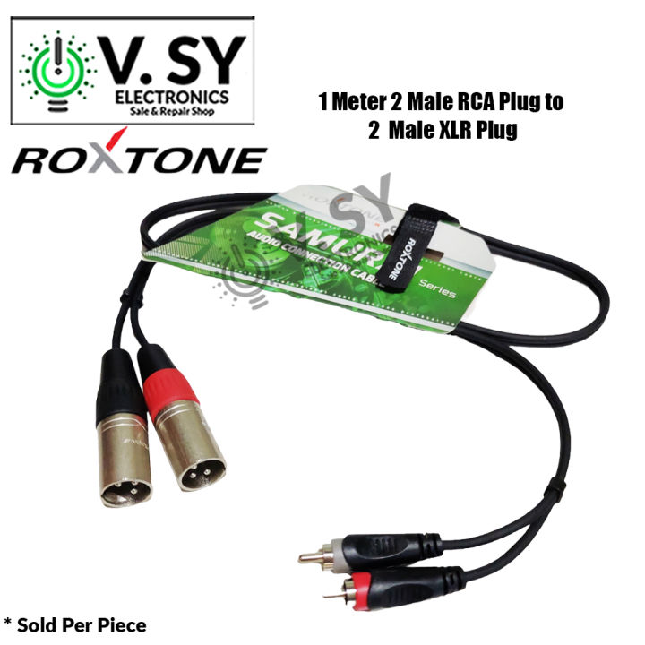 ROXTONE Premium Samurai Series 1M 2 X RCA Male Plug to 2 X Male 3-Pin ...