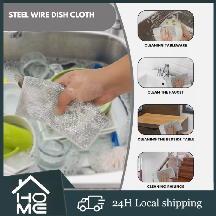 Multipurpose Wire Dishwashing Rags Scrubs Cleans Non-Scratch Wire ...