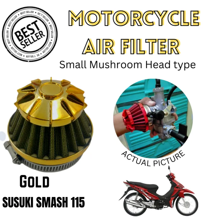 MOTORCYLE AIR FILTER FOR SUSUKI SMASH 115 | GOLD | SMALL MUSHROOM HEAD ...