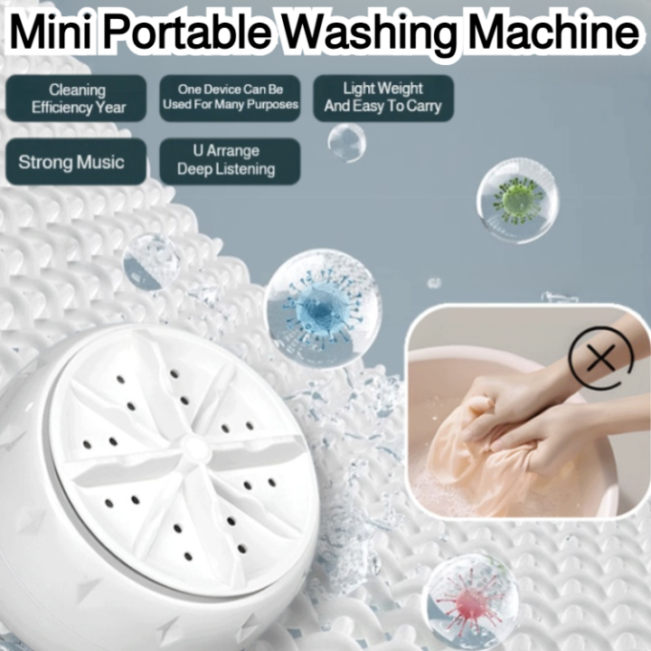Ultrasonic Turbo Washing Machine Portable Laundry Washer Mini Dorm ...